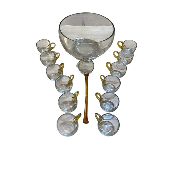 Dining | 14 Pc Hand Blown Crystal Moderno Riekes Crisa Punch Bowl Set ...